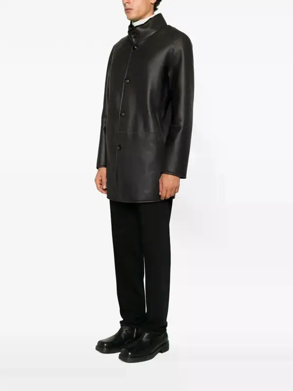 MANZONI 24 Button-fastening Leather Coat