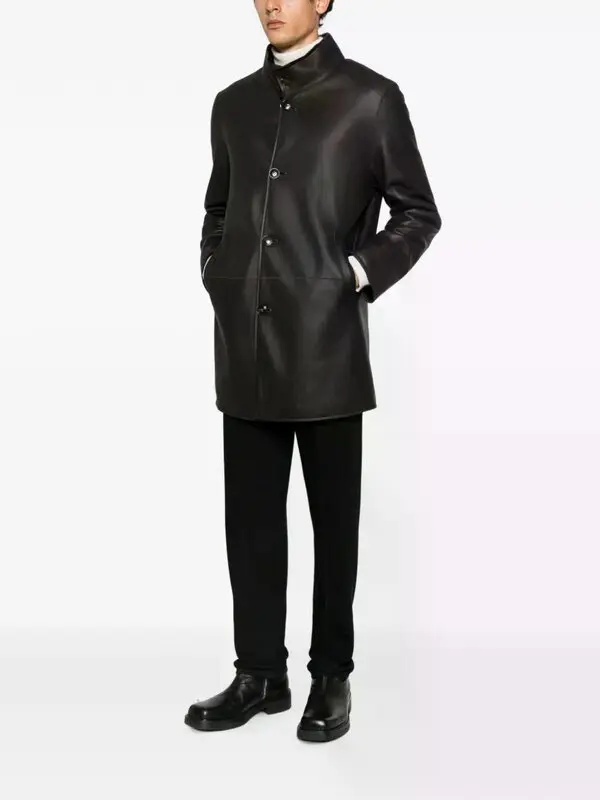 MANZONI 24 Button-fastening Leather Coat