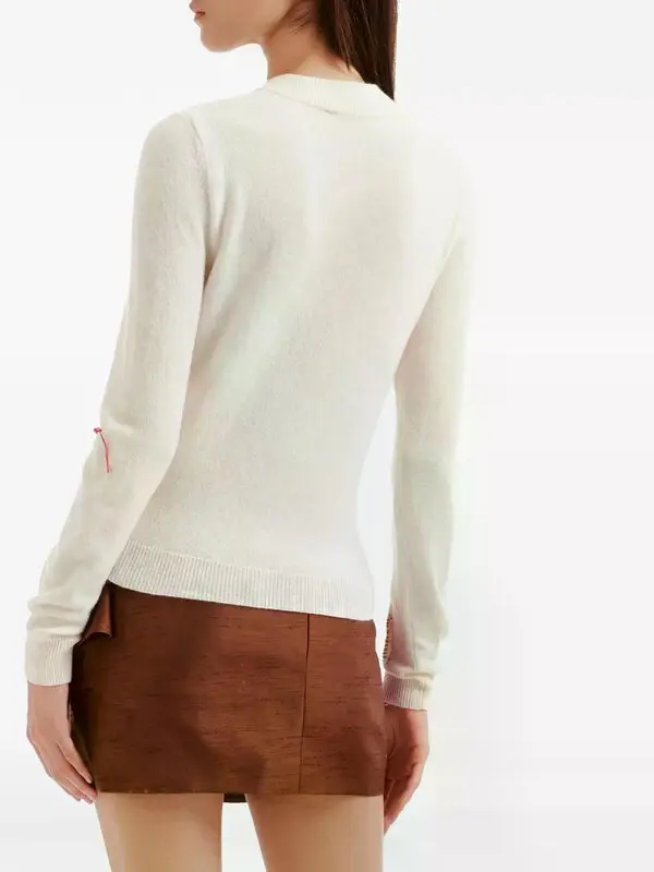 SHUSHU/TONG Distressed Wool Cardigan With Bow Detail