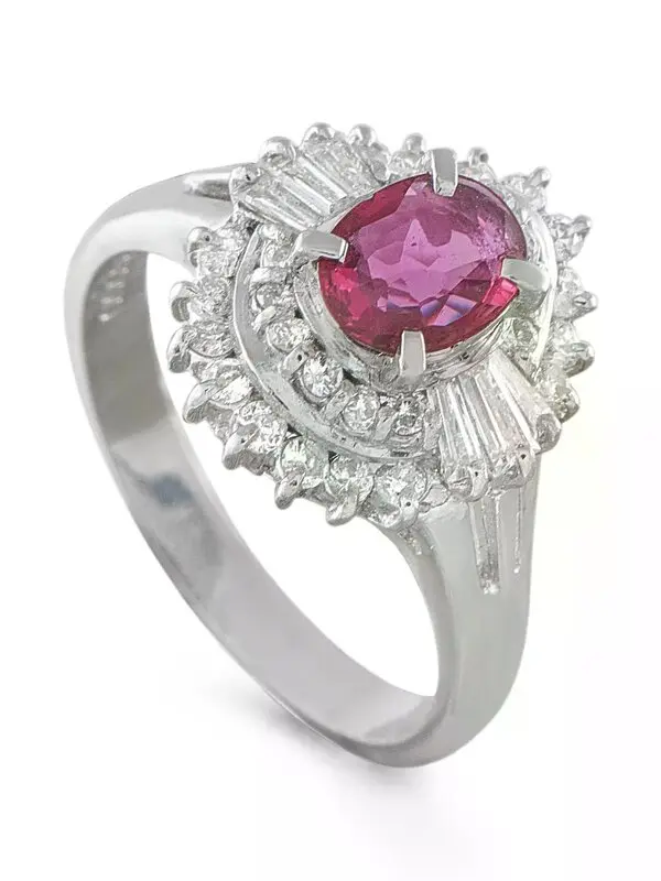 LB EXCLUSIVE Oval-cut Ruby And Diamond Ring In Platinum