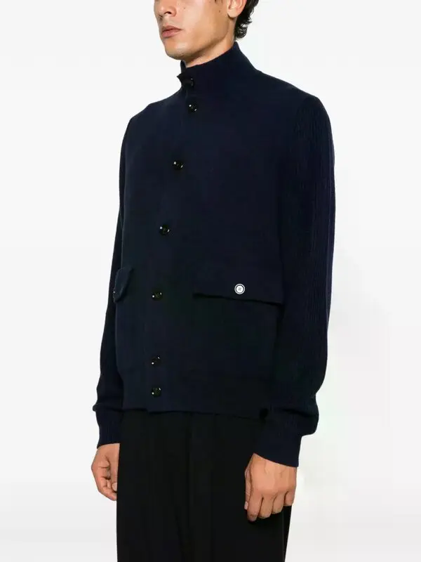 LARDINI Ribbed-knit Panelled Jacket