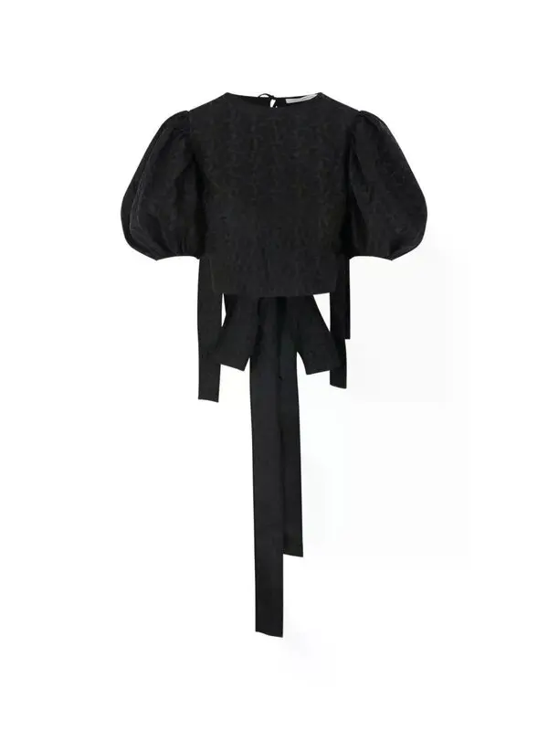Cecilie Bahnsen Floral Jacquard Puff Sleeve Top