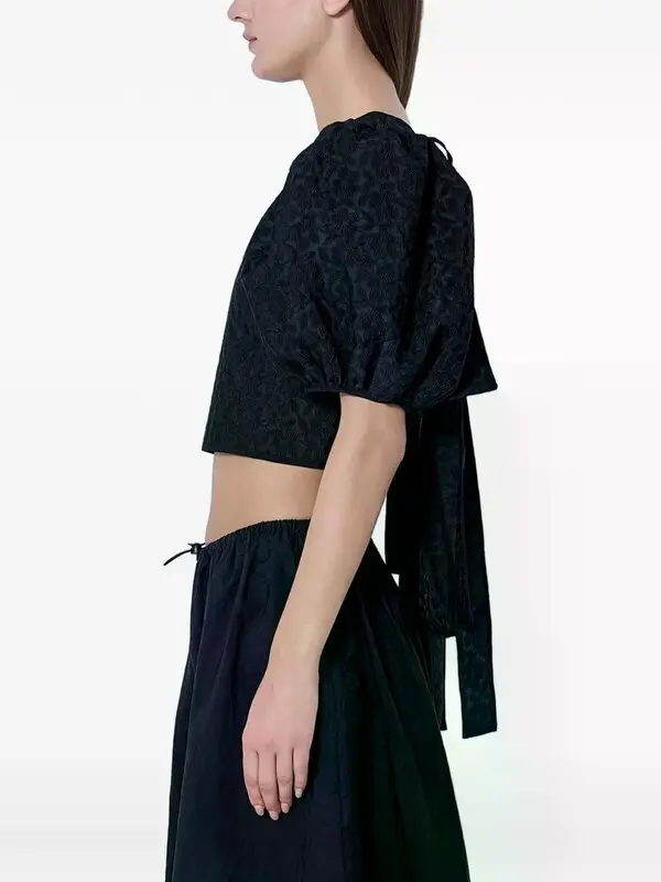 Cecilie Bahnsen Floral Jacquard Puff Sleeve Top