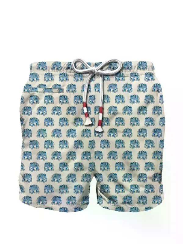 MC2 SAINT BARTH Elephant-print Swim Shorts - Neutrals