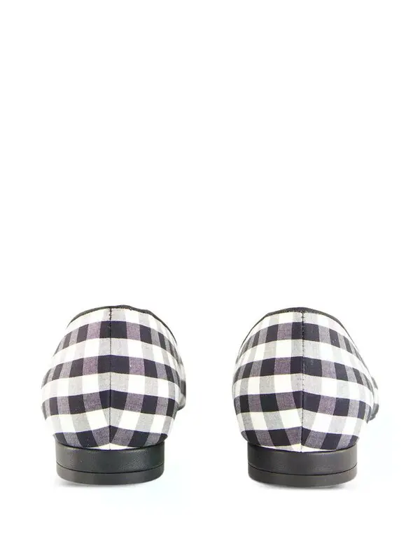 Manolo Blahnik Alexa Gingham Button-detail Flat Pumps