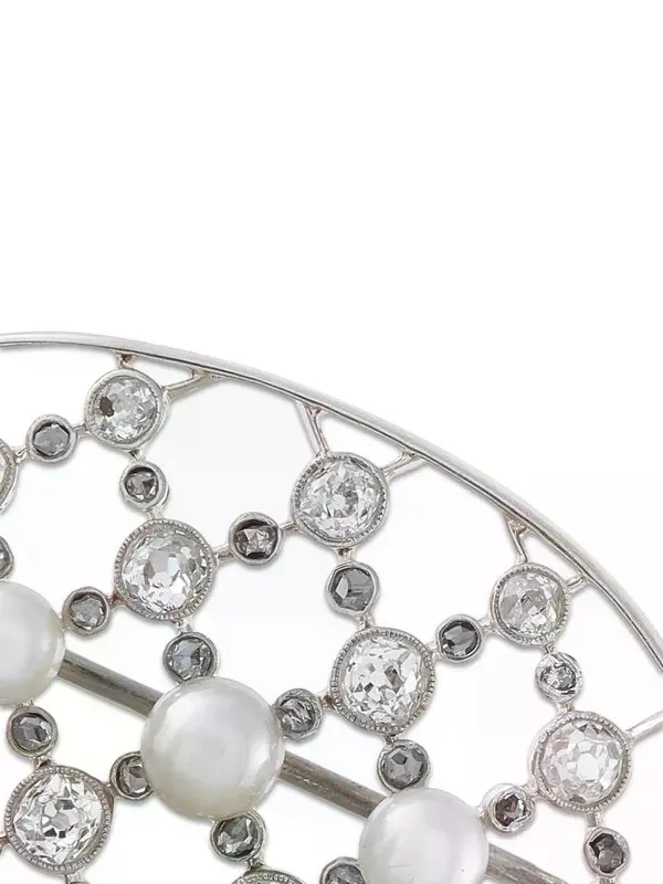LB EXCLUSIVE Openwork Diamond And Pearl Brooch - Silver