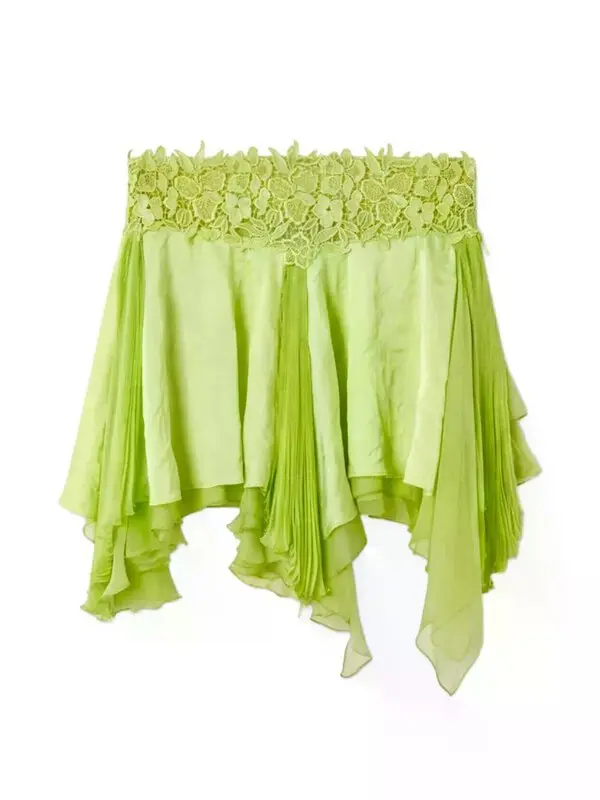 Versace Lace-trim Pleated Mini Skirt