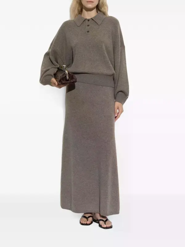 LISA YANG Etta Cashmere Polo Shirt - Brown