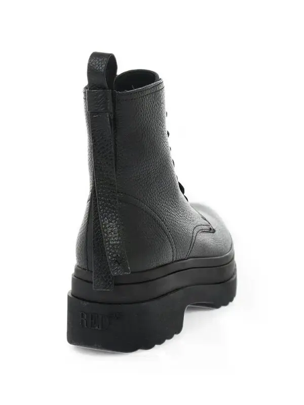 Valentino Garavani Hammered Leather Lace-up Ankle Boots