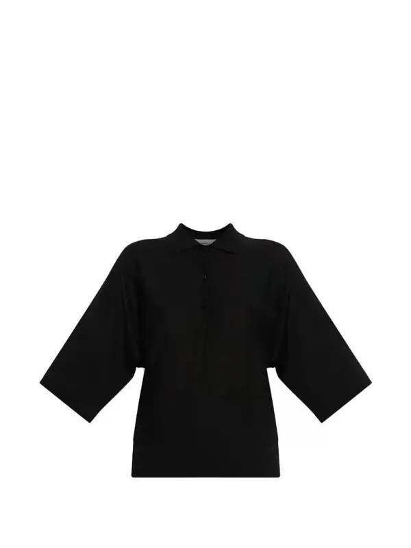 LISA YANG Norie Three-quarter Polo Shirt - Black