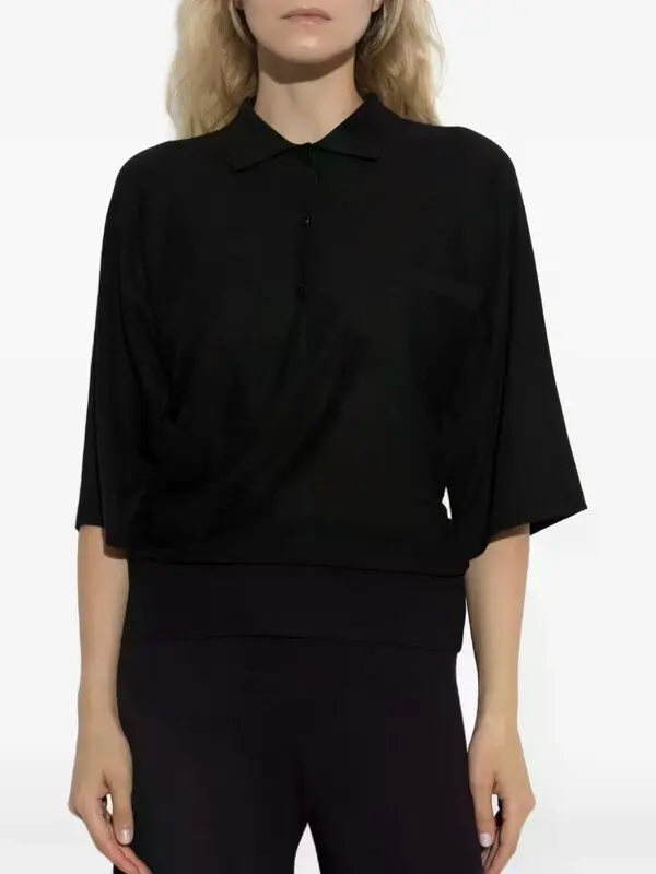 LISA YANG Three-quarter Polo Shirt - Black