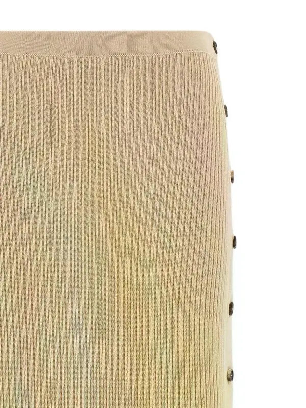 FERRAGAMO Ribbed-knit Button-detail Midi Skirt