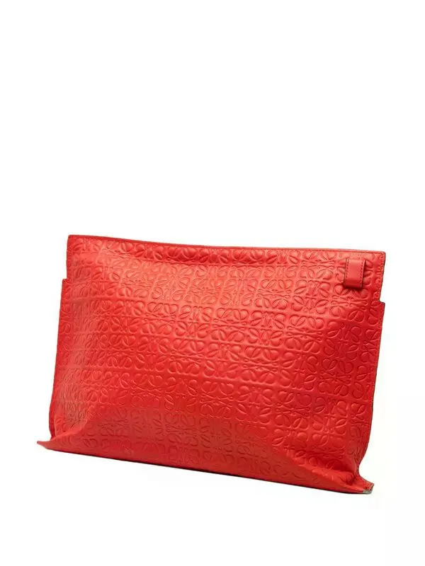 Loewe 2017 Embossed Calfskin Anagram Repeat T Pouch Clutch Bag