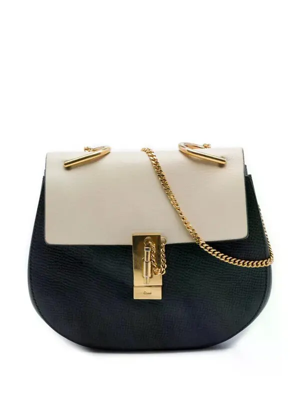 Chloé Bicolor Calfskin Drew Crossbody Bag - White