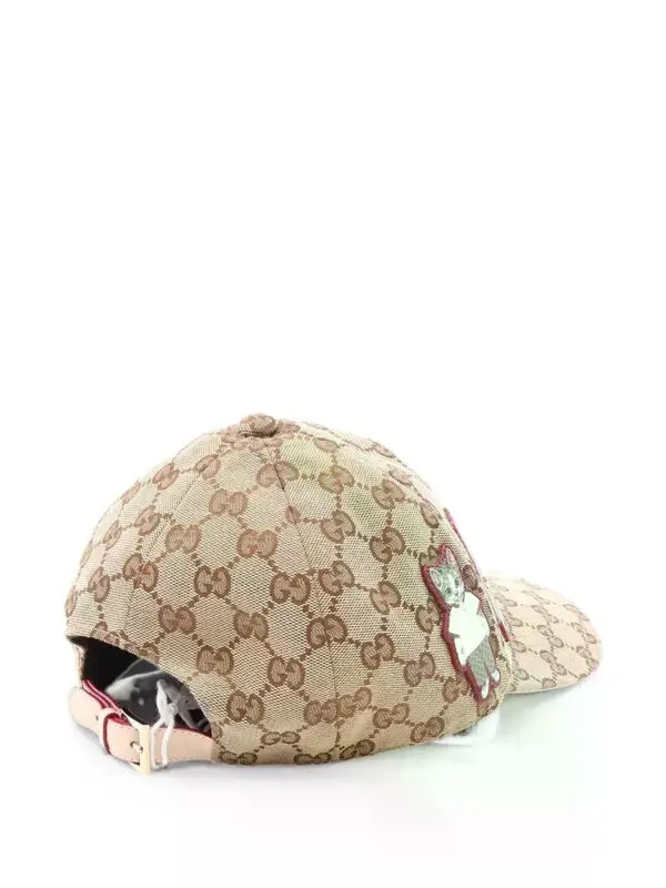 Gucci Gg Supreme Baseball Cap With Yuko Higuchi Cat Patch - Neutrals