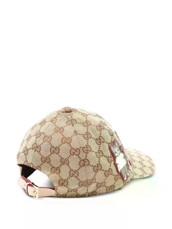 Gucci Gg Supreme Baseball Cap With Yuko Higuchi Cat Patch - Neutrals