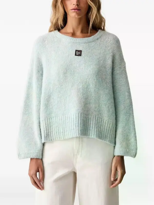 American Vintage Logo-patch Ribbed-trim Sweater