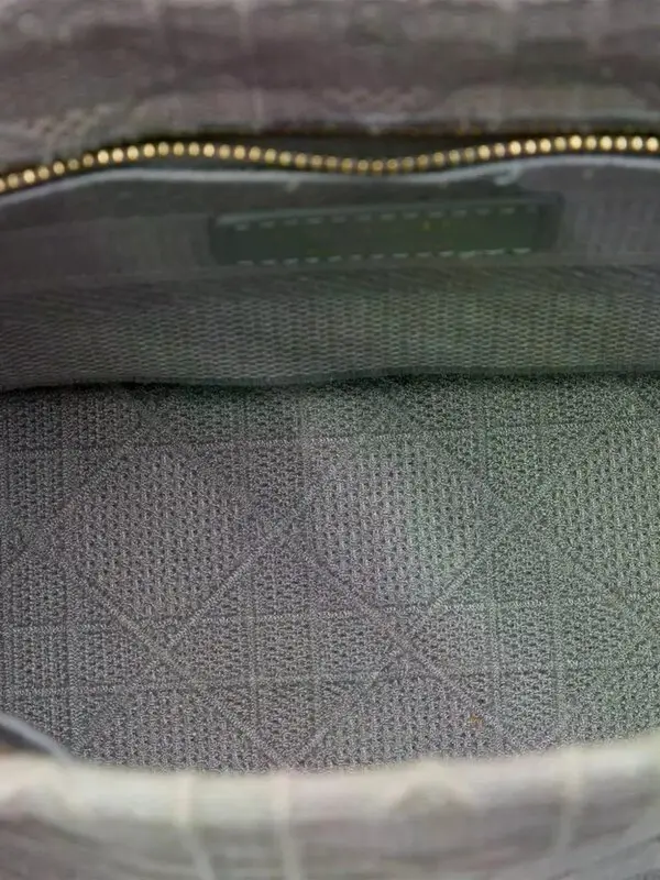 Dior Embroidered Canvas Cannage Lady D Lite Satchel - Grey