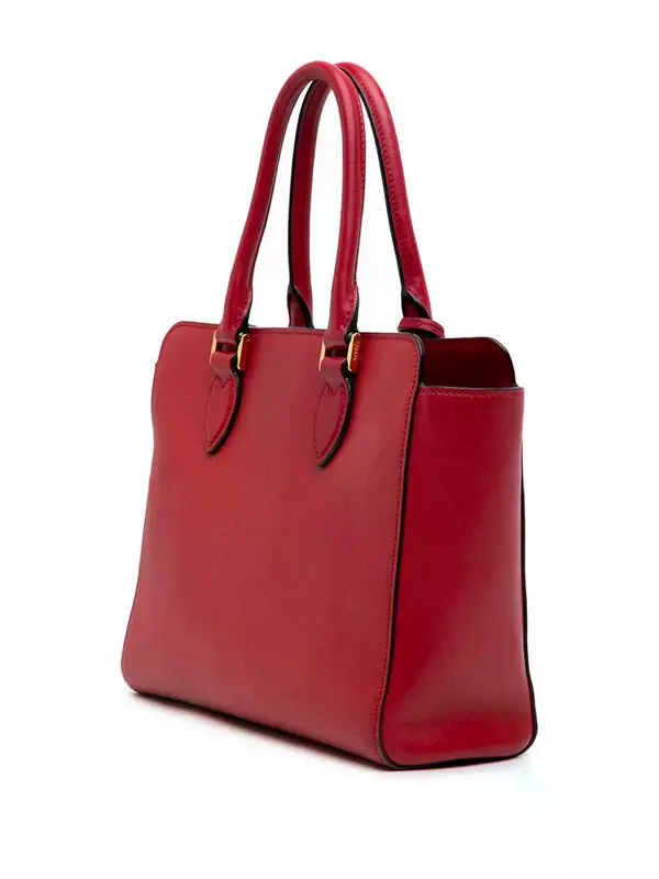 Prada Soft Calf Trimmed Saffiano Convertible Tote Satchel