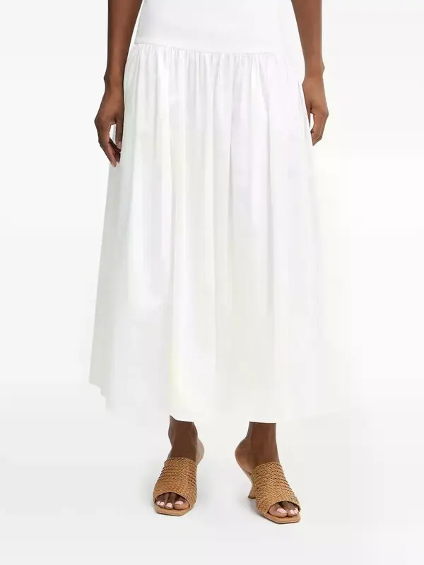 Luisa Spagnoli Gathered Dropped-waist Midi Skirt - White
