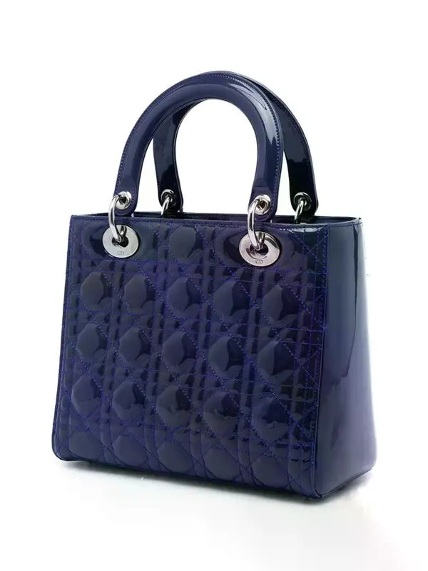 Dior Patent Cannage Lady Satchel - Blue
