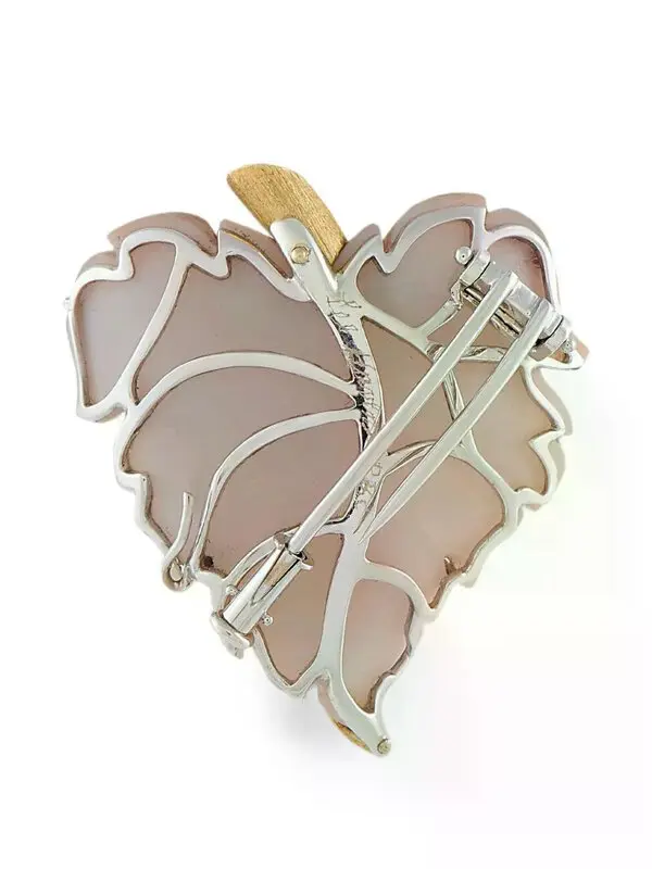 LB EXCLUSIVE 18k Yellow Druzy Quartz Leaf Brooch - Gold