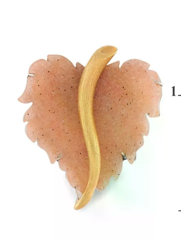 LB EXCLUSIVE 18k Yellow Druzy Quartz Leaf Brooch