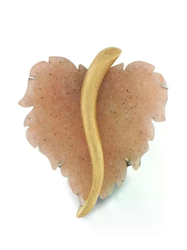 LB EXCLUSIVE 18k Yellow Druzy Quartz Leaf Brooch - Gold