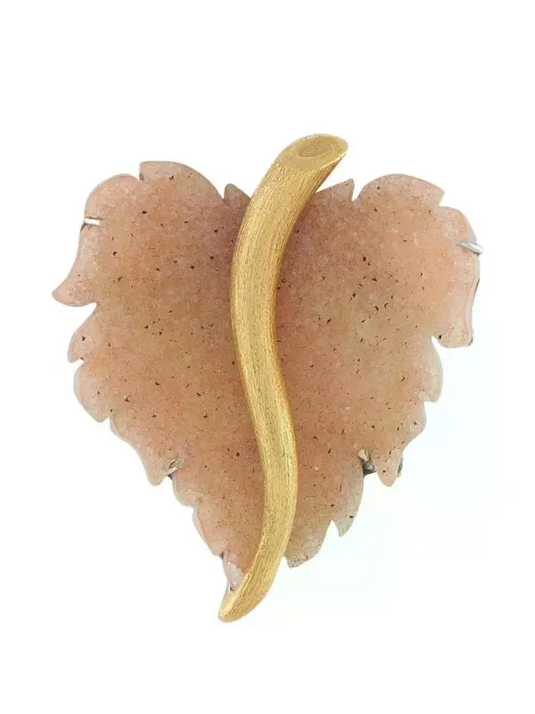 LB EXCLUSIVE 18k Yellow Druzy Quartz Leaf Brooch - Gold