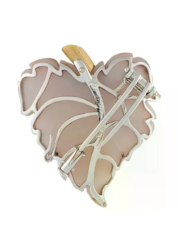 LB EXCLUSIVE 18k Yellow Druzy Quartz Leaf Brooch