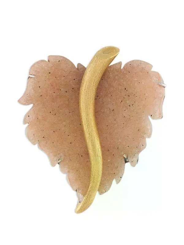LB EXCLUSIVE 18k Yellow Druzy Quartz Leaf Brooch - Gold