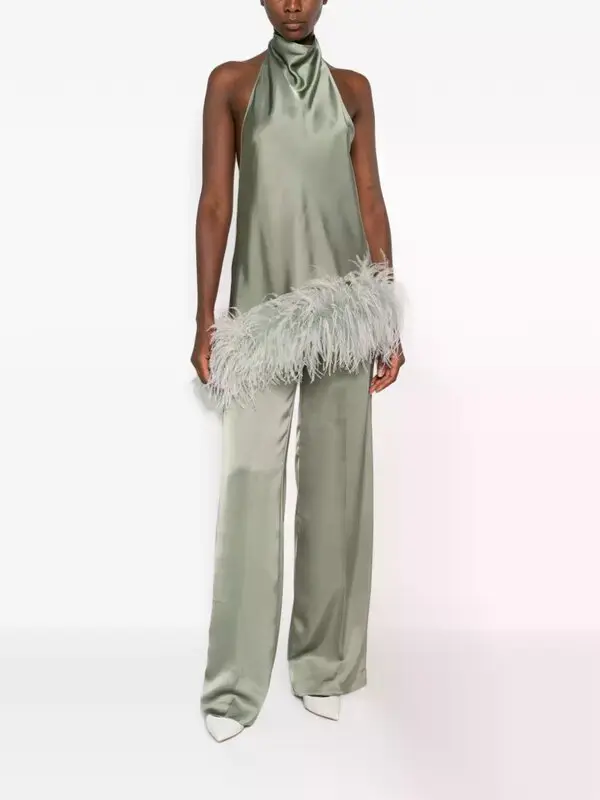 THE ARCHIVIA Co Ord Mia Ares Feather-trim Trousers Set