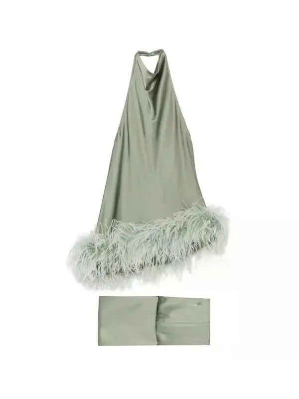 THE ARCHIVIA Mia Ares Feather-trim Trousers Set - Green