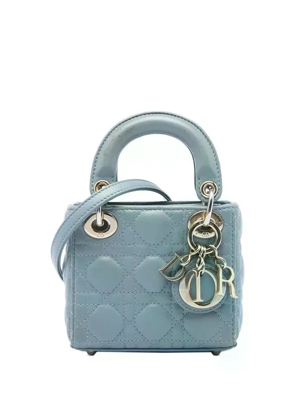 Dior Micro Lambskin Cannage Lady Satchel - Blue