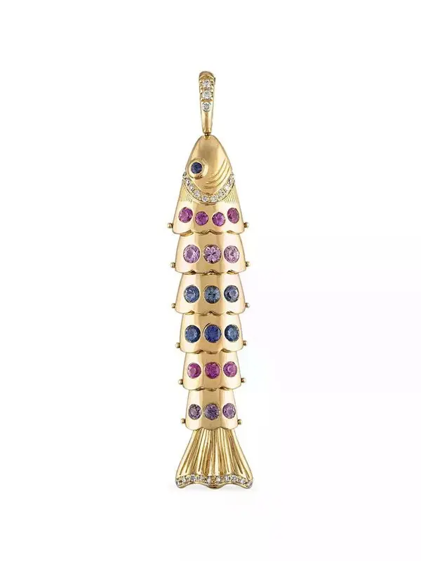 EDEN PRESLEY Fish Motif Sapphire And Diamond Pendant In 14k Yellow - Gold