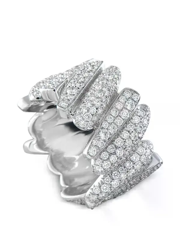 FRED OF PARIS 18k White Gold Diamond Scalloped Crossover Ring