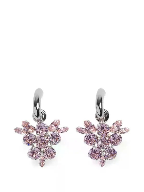 Simone Rocha Crystal Embellished Floral Motif Hoop Earrings - Pink