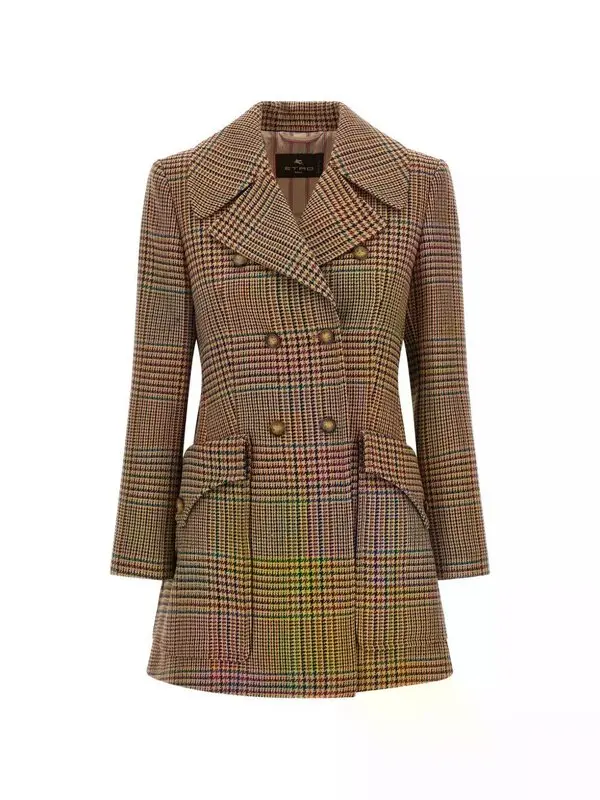 Etro Prince Of Wales Double-breasted Wool Coat