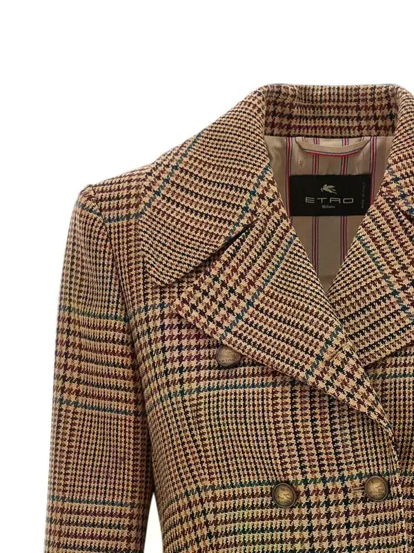 Etro Prince Of Wales Double-breasted Wool Coat