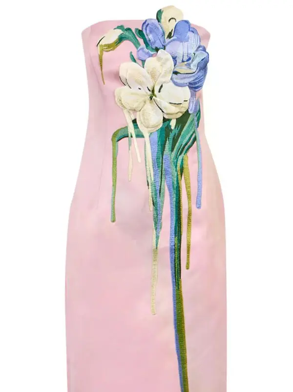 LEO LIN Rayna Floral-appliqué Bustier Maxi Dress