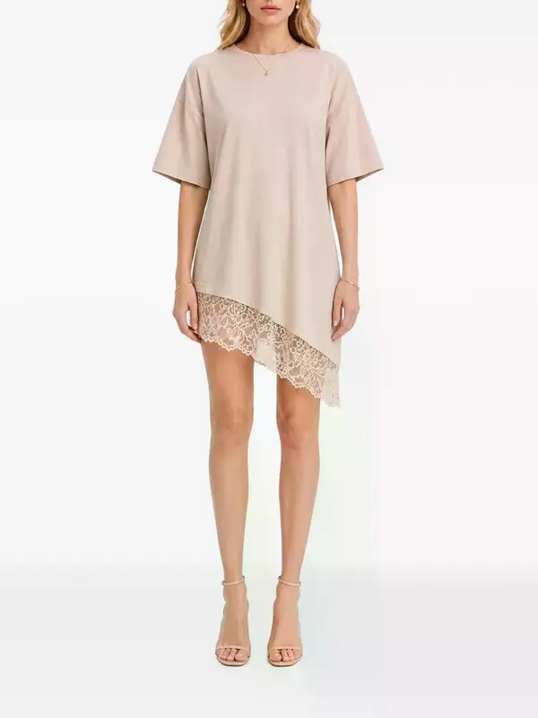 HAMZA Lace-trim Asymmetric Dress