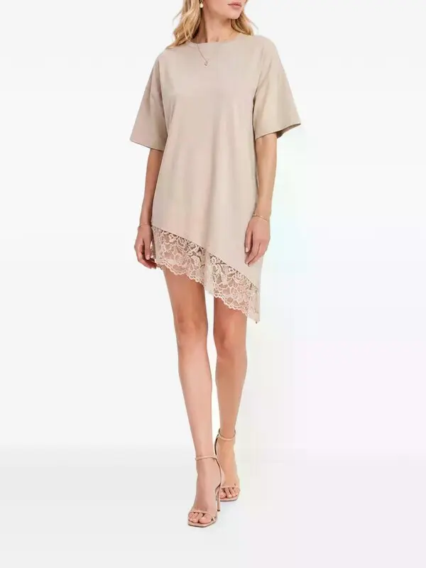 HAMZA Lace-trim Asymmetric Dress