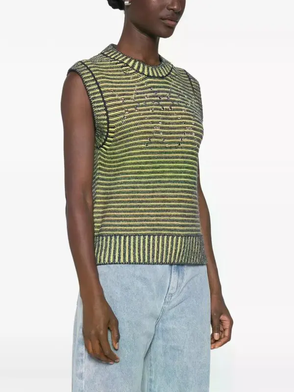 Marni Eyelet-embellished Striped Sweater Vest