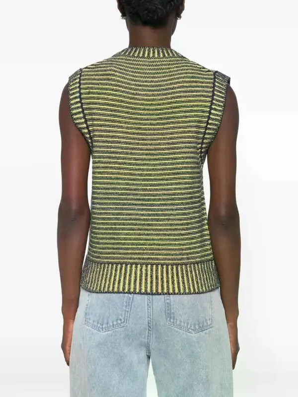 Marni Eyelet-embellished Striped Sweater Vest