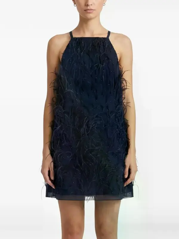 Pinko Feather-trim Sequin Embellished Dress