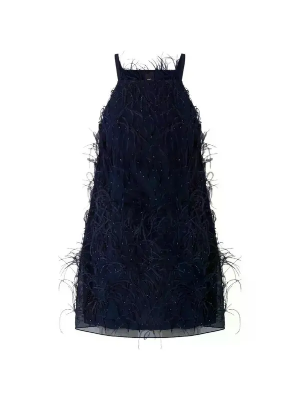 Pinko Feather-trim Sequin Embellished Dress - Blue