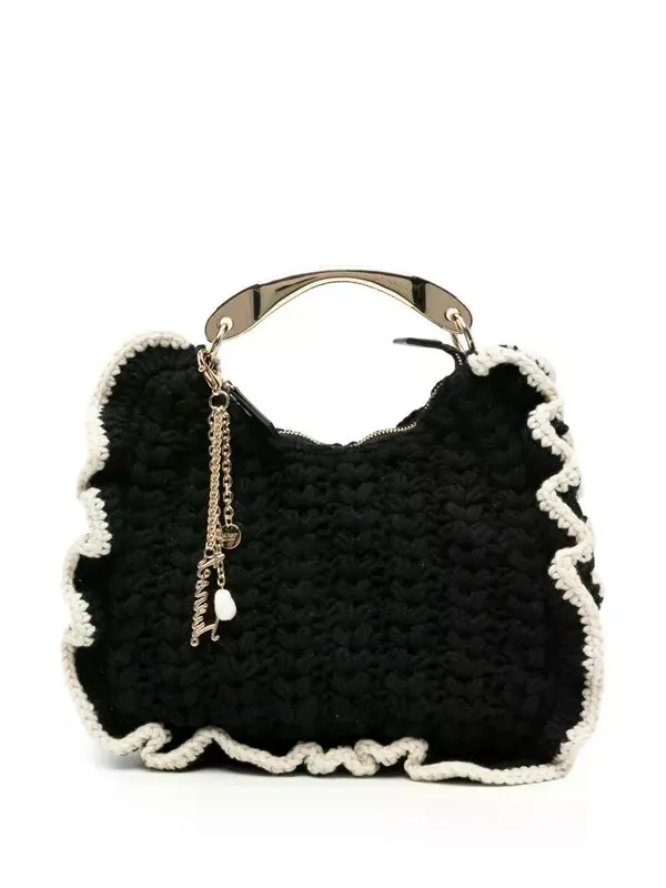 TWINSET Crochet Ruffled-trim Tote Bag - Black