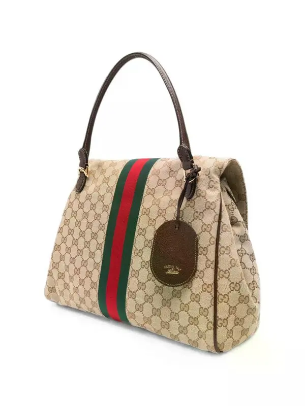 Gucci Beige Gg Supreme Horsebit Detail Web Stripe Tote Bag - Neutrals