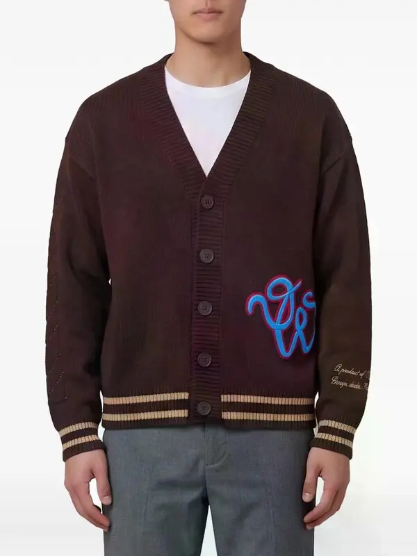 Off-White Embroidered V-neck Cardigan