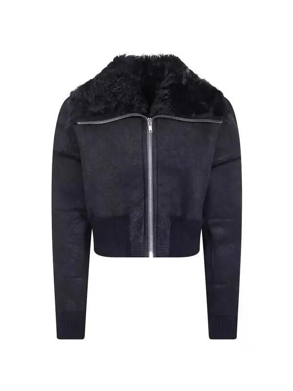 Rick Owens Cropped Flight Jacket With Shearling Interior